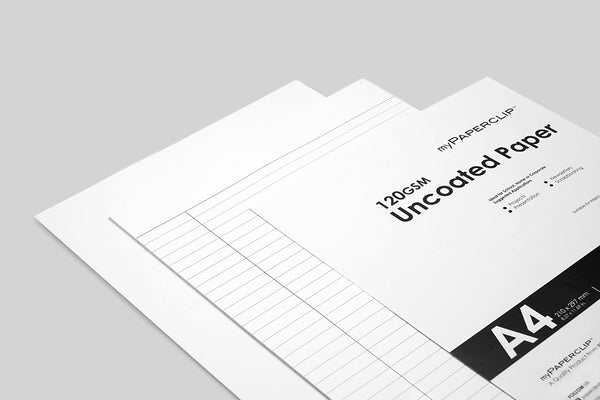 UNCOATED WHITE PAPER - RULED / PLAIN - myPAPERCLIP